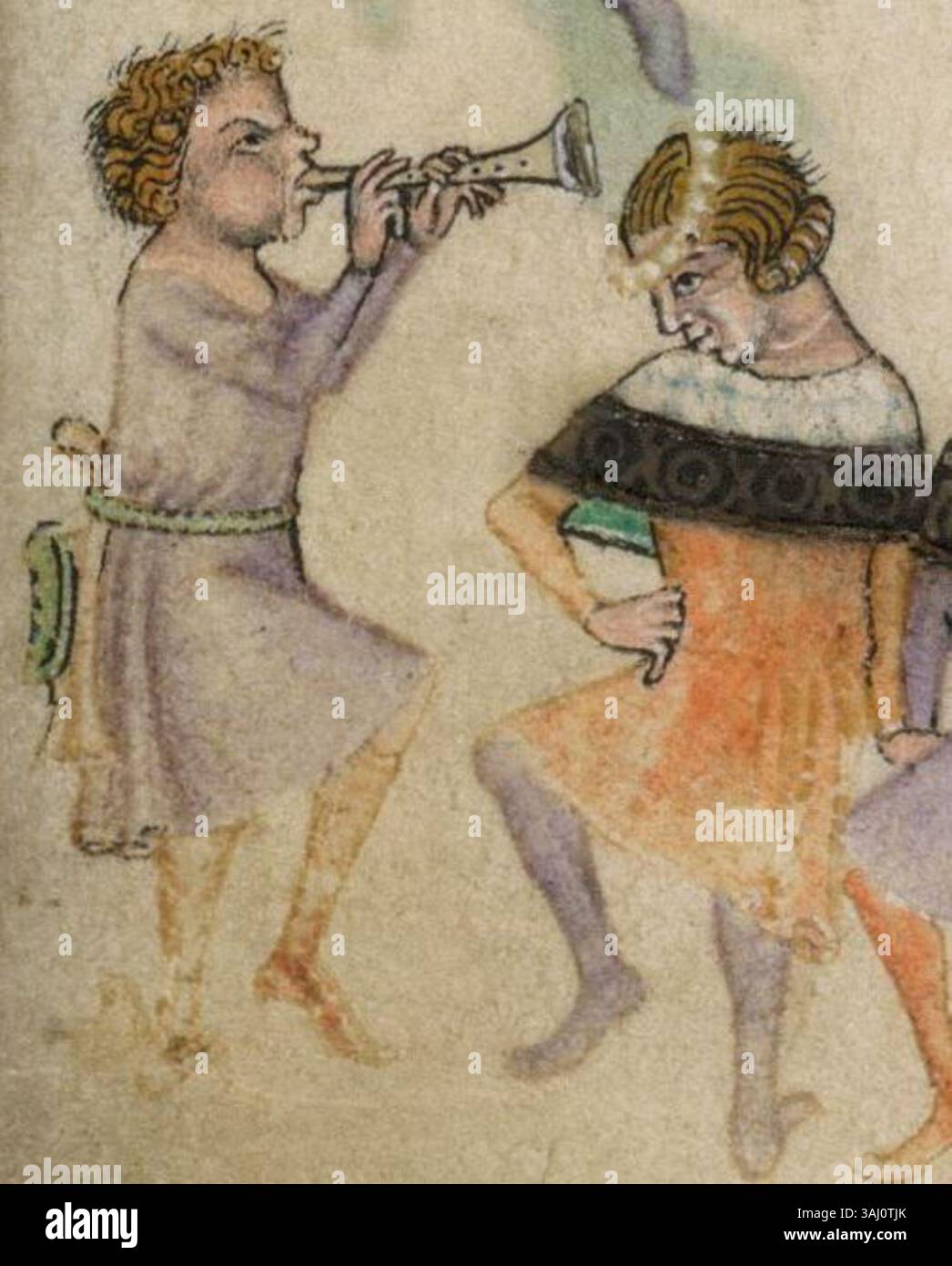 This depiction from the Luttrell Psalter shows a musician playing a ...