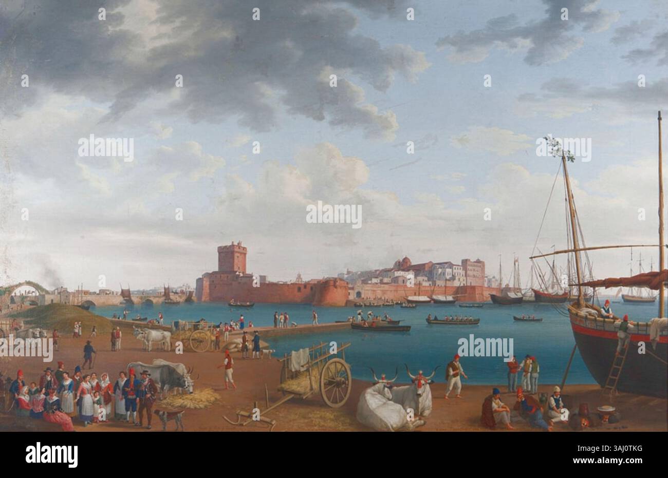 Porto di Taranto, a landscape painting by Jakob Philipp Hackert from ...