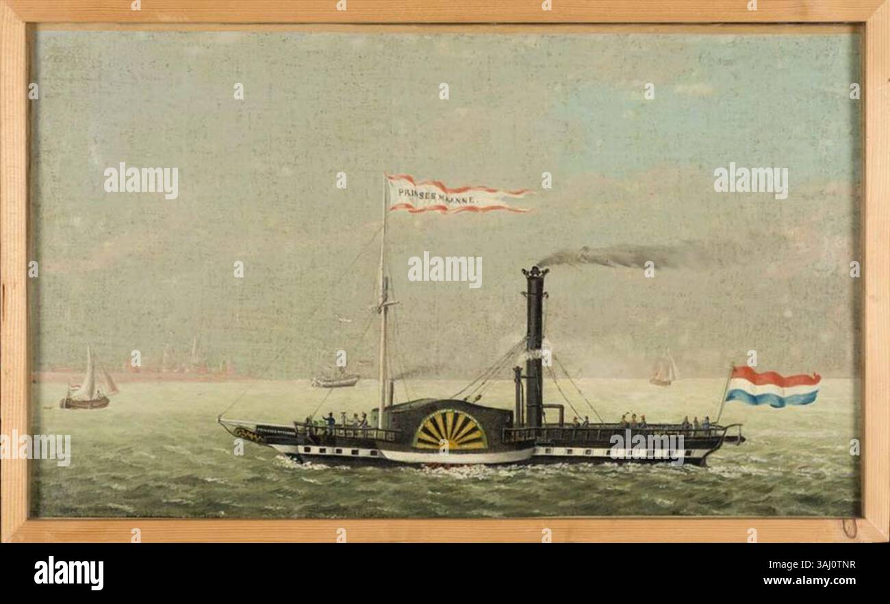 Anonymous painting of the paddle steamship or steam yacht 'Prinses ...