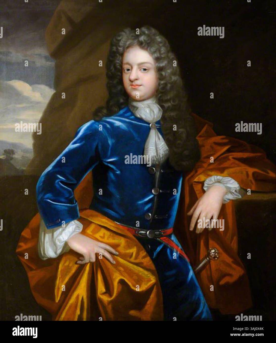 This portrait, attributed to a follower of Godfrey Kneller, depicts an unknown gentleman wearing ...