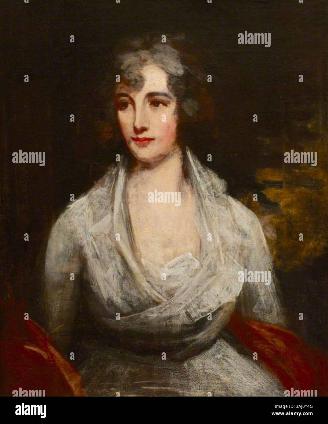 This portrait, created between 1860 and 1899, features a woman in white ...