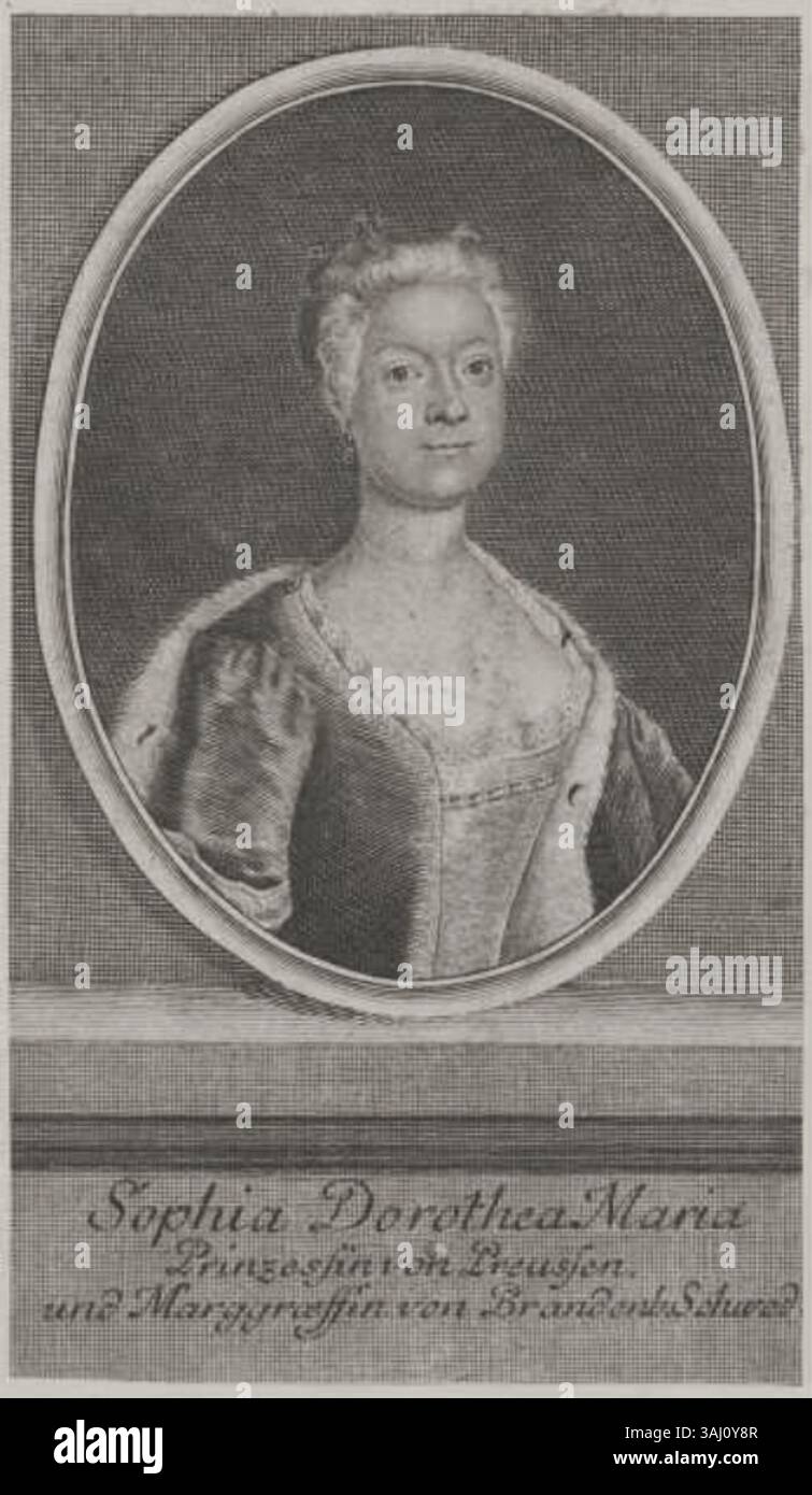 Engraving of Sophia Dorothea Maria, Princess of Prussia, an 18th-century copper engraving ...
