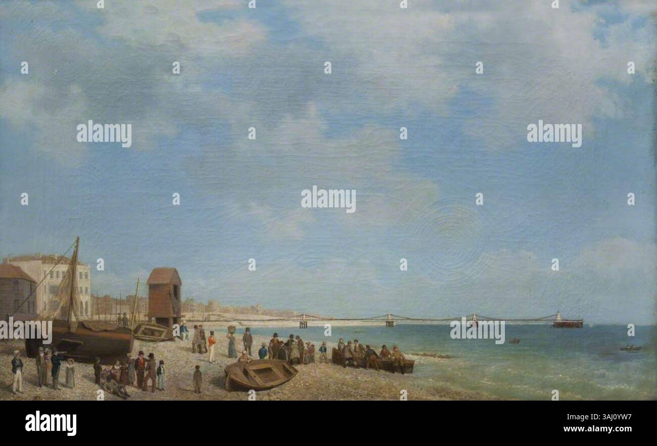 This painting, created between 1823 and 1896, depicts Brighton Beach ...