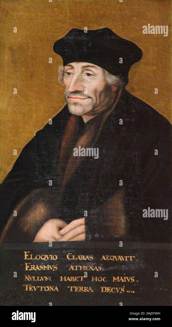 This 16th-century oil painting of Desiderius Erasmus, painted after ...