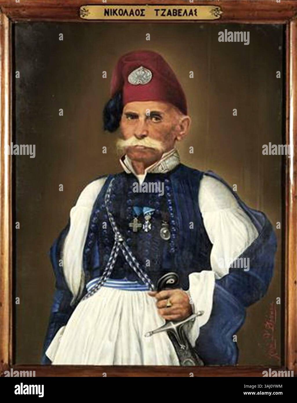 The portrait by Themistokis Drakos depicts Nikolaos Tzavelas, a ...