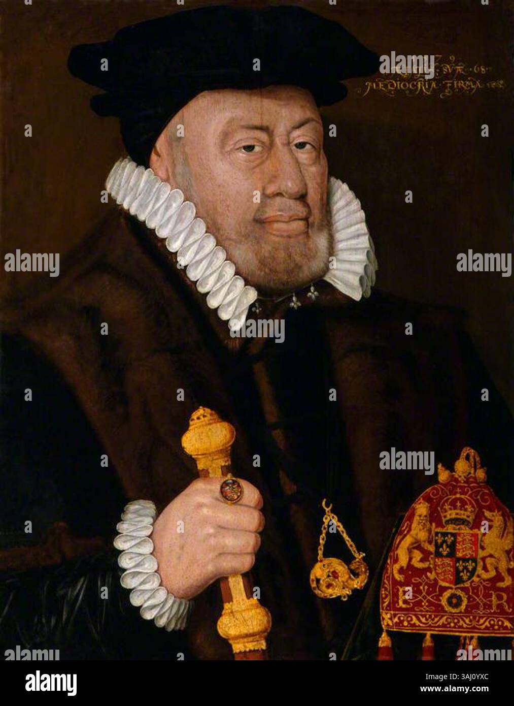 Portrait of Sir Nicholas Bacon, painted in 1579. The oil on panel ...