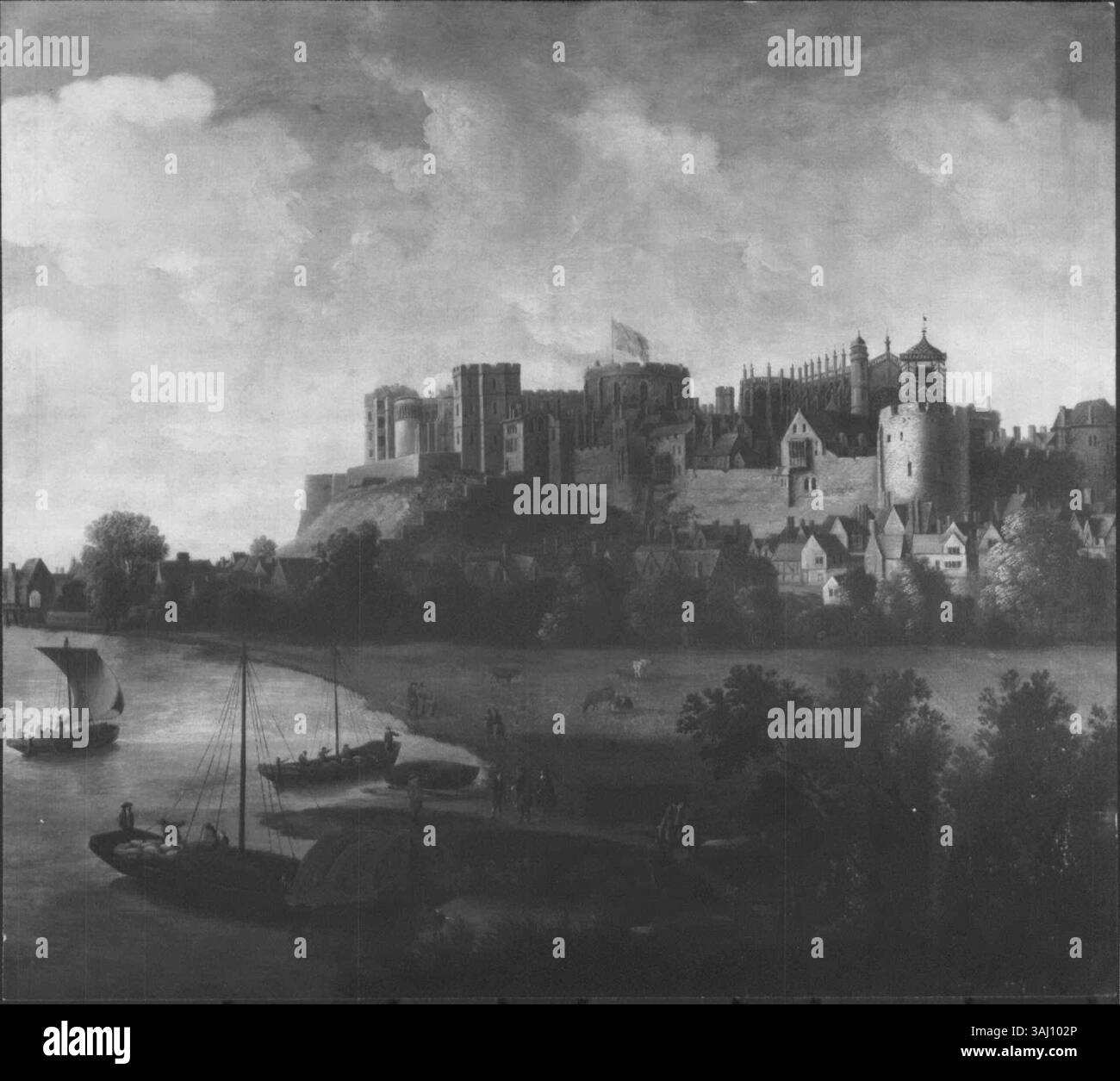 A circa 1685 painting titled A View of Windsor Castle, created by an ...