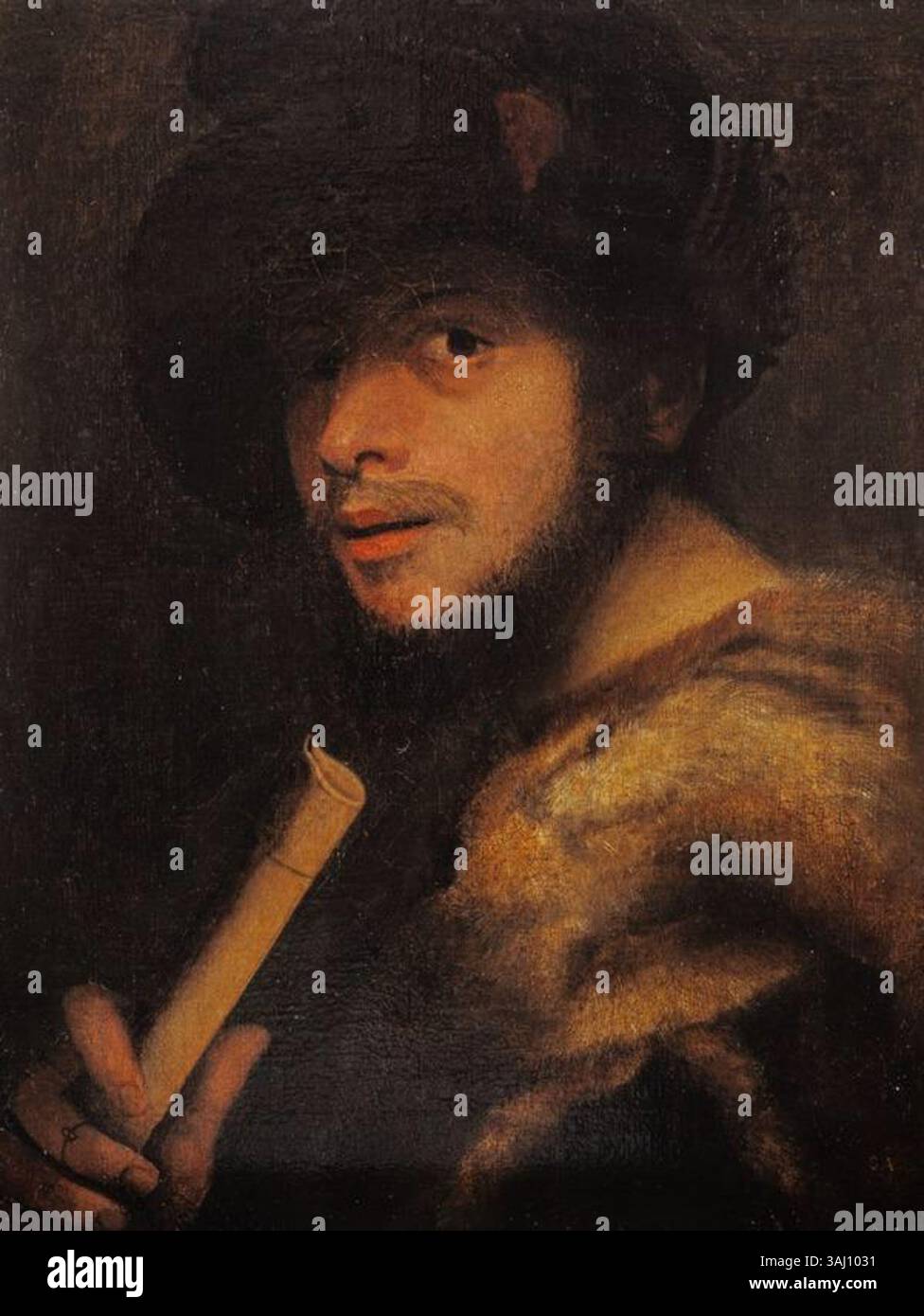 A 16th-century portrait of a man holding a recorder, painted between ...