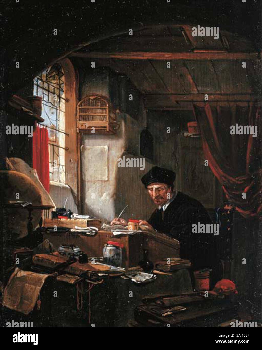 'An Alchemist in His Study' by Thomas Wijck, painted circa 1670, is a ...