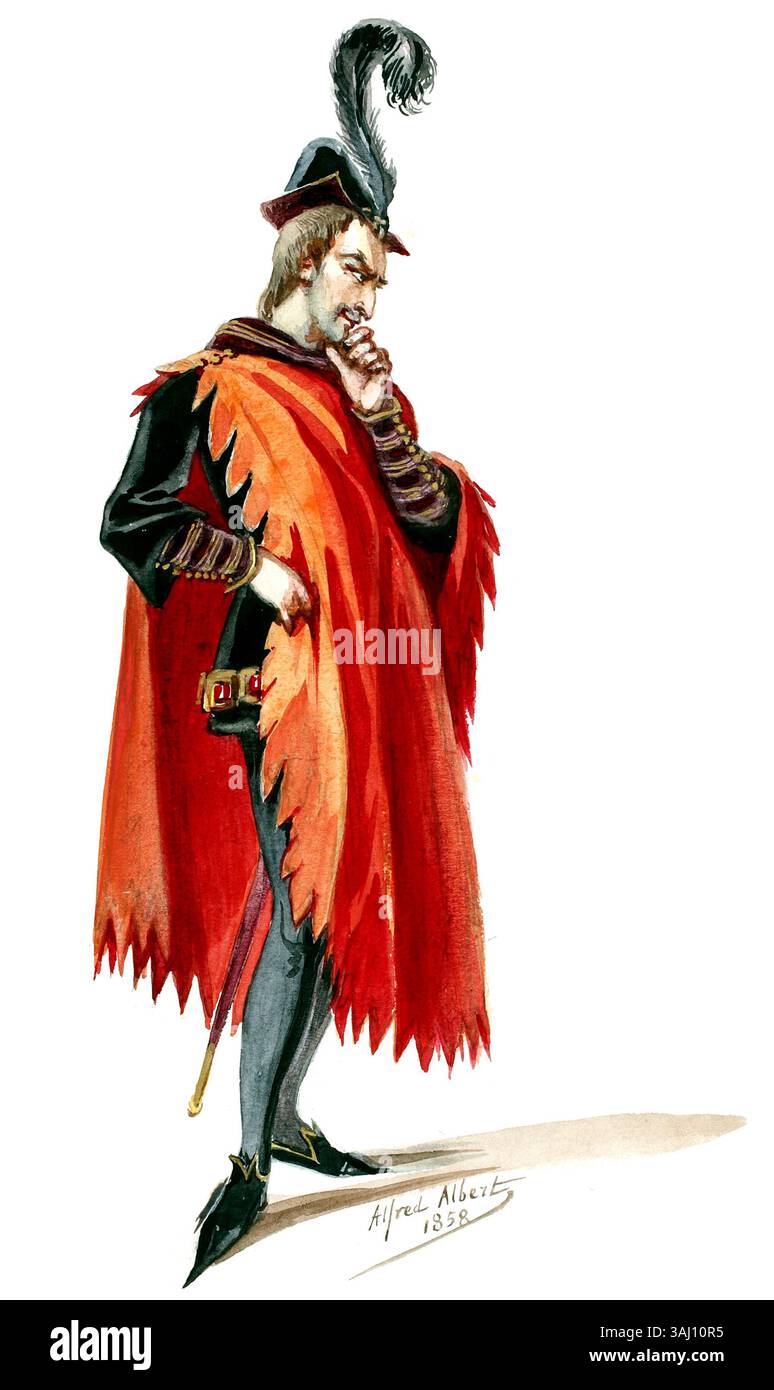 A retouched costume design by Alfred Albert for the character Stello de Nici (Bonnehée) in 'La ...