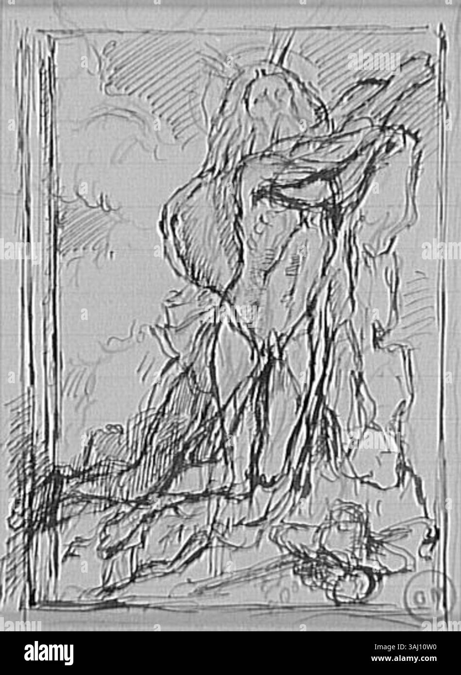 This painting depicts the biblical scene of Moses' death, capturing the ...