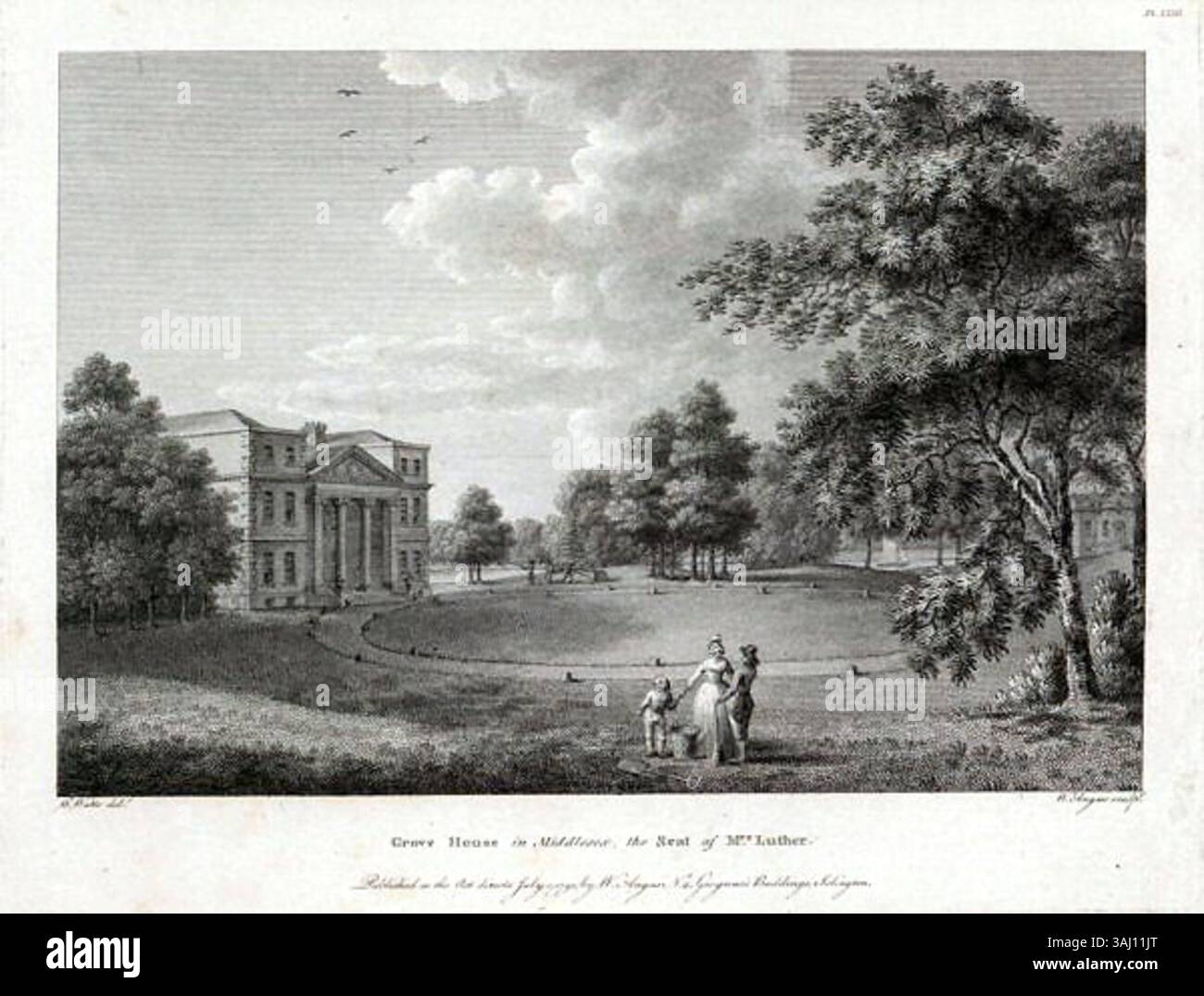 This 1792 engraving and drawing by W. Wade and W. Angus depicts Grove ...