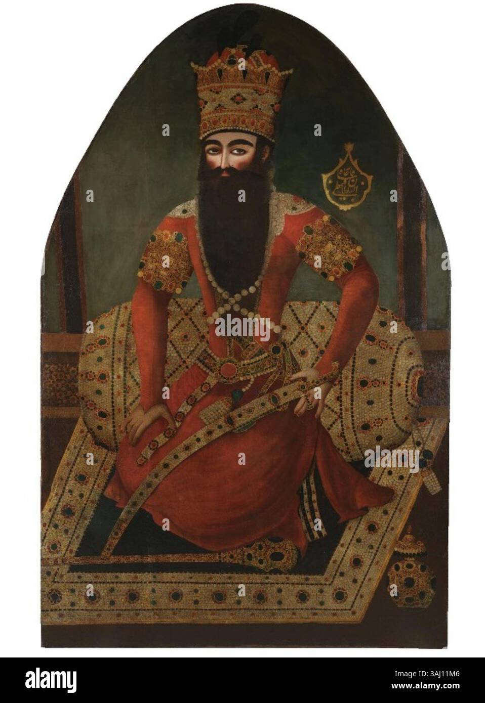 This circa 1798 portrait of Fath 'Ali Shah Qajar shows the monarch ...