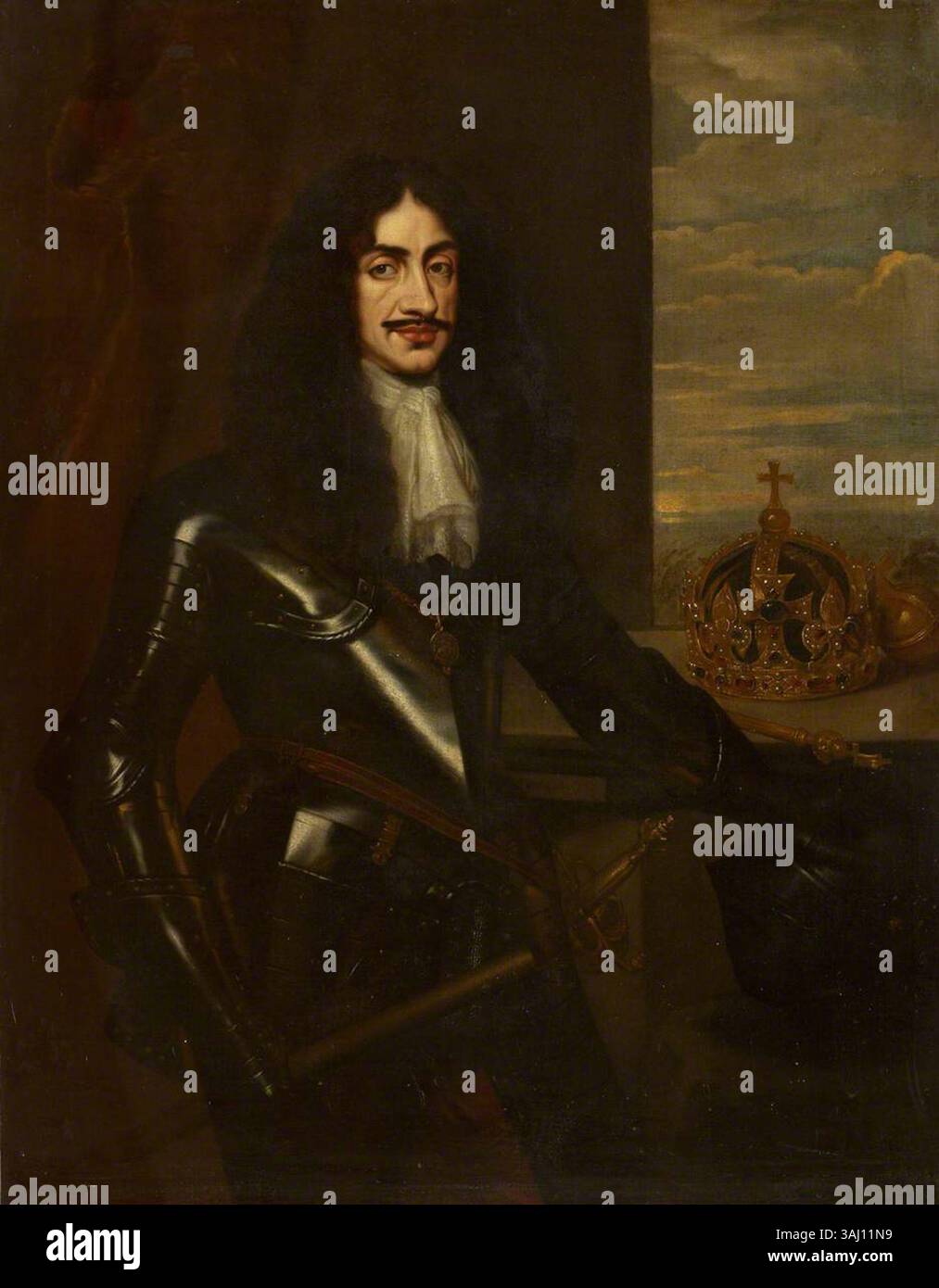 A portrait of King Charles II of England (1630-1685), painted between ...