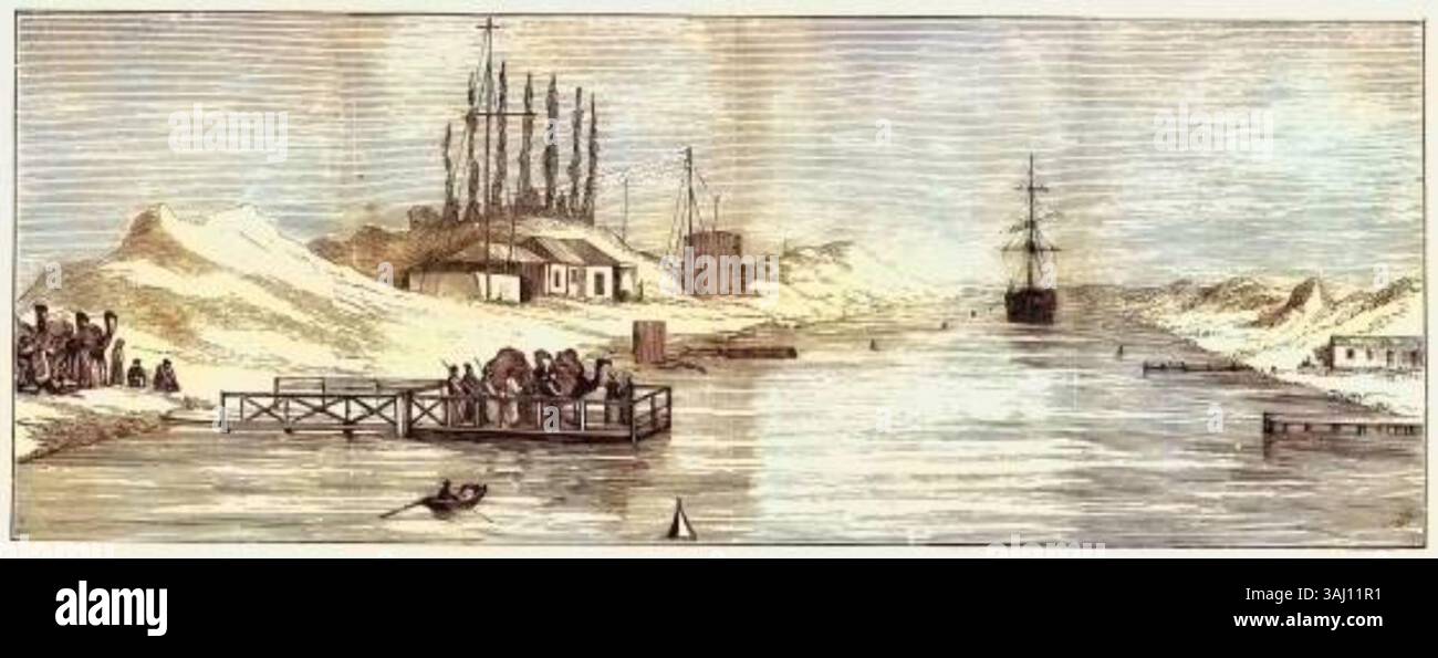 This 1882 illustration from *The Graphic* depicts the ferry at Kantara ...