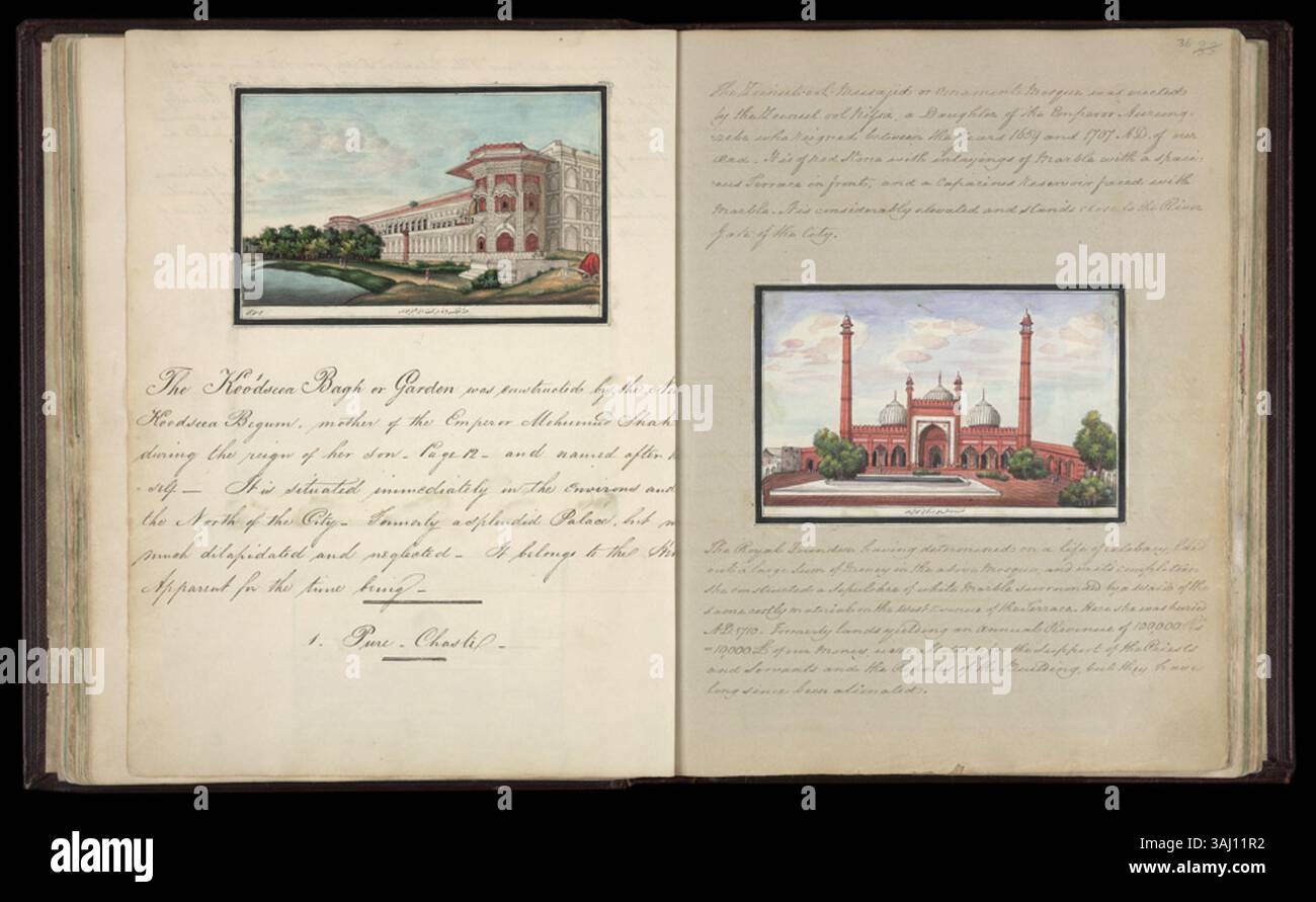 The Qudsia Bagh and the Zinat al-Masajid mosque, as seen in Sir Thomas ...