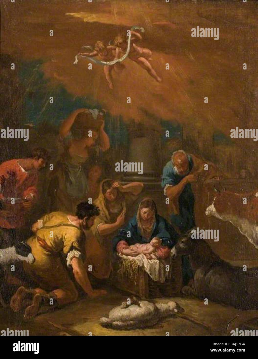 Sebastiano Ricci's oil painting 'The Nativity' depicts the birth of ...