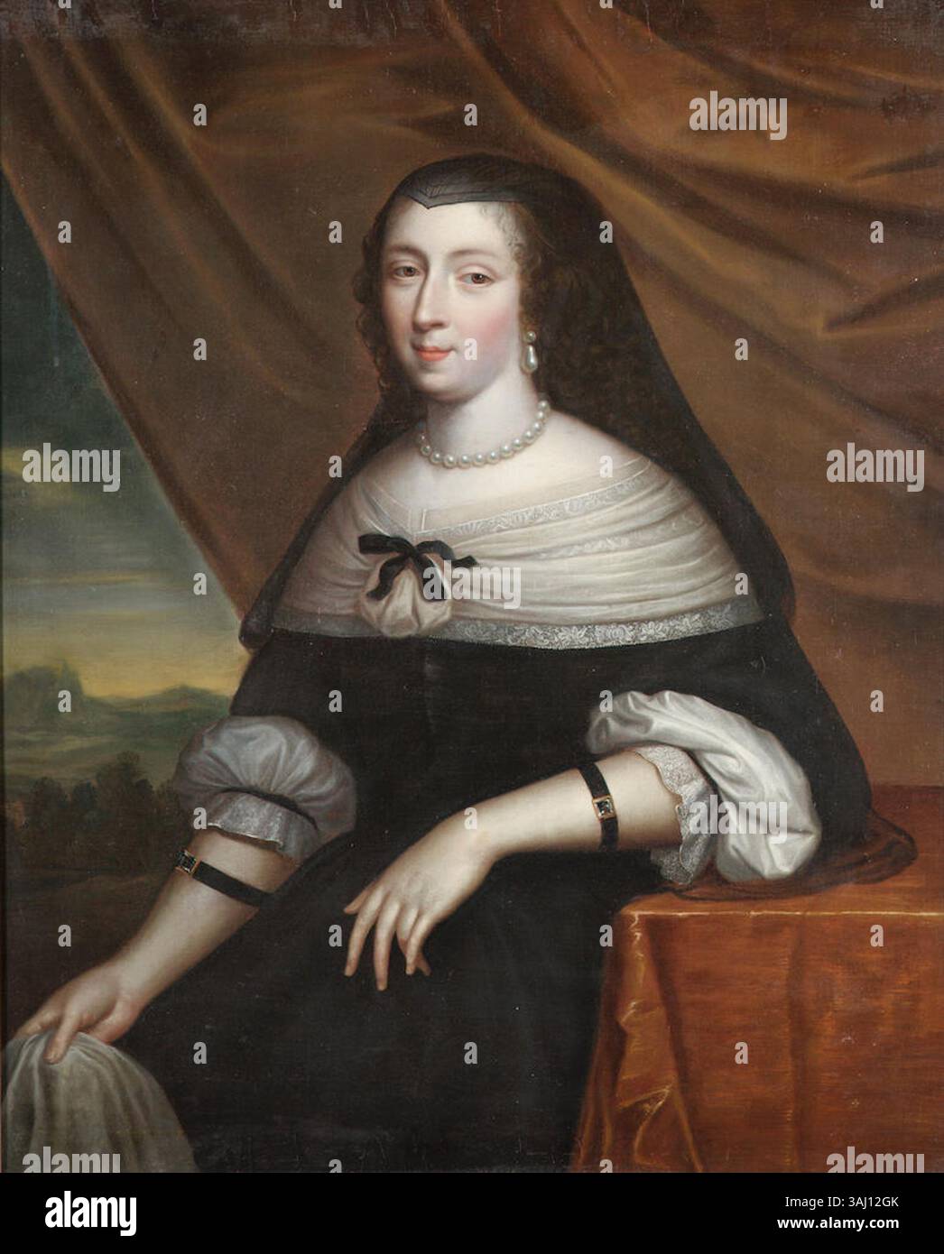 The 17th-century portrait of Marguerite, Duchesse d'Orléans, depicts her seated in widow's weeds ...