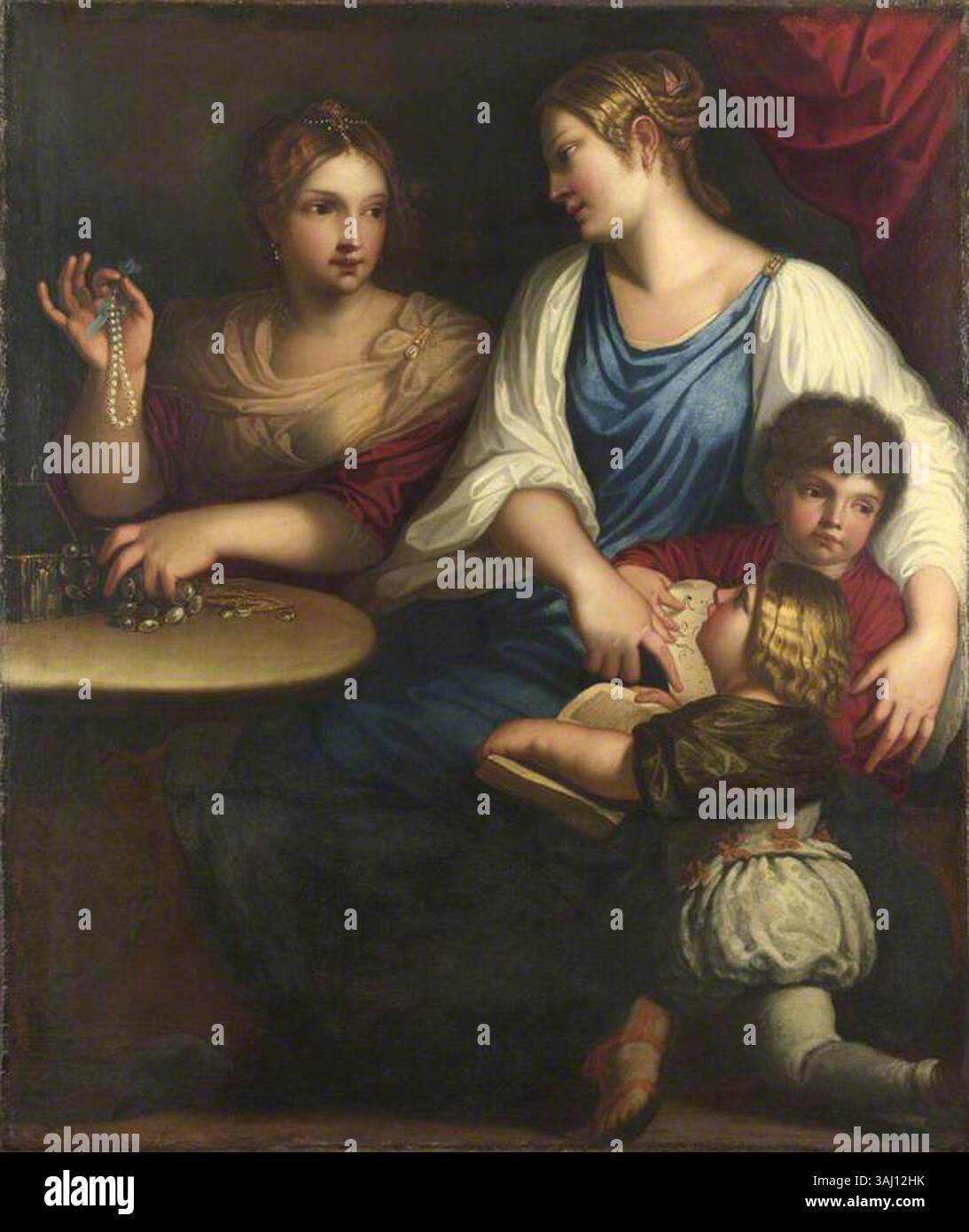 This oil on canvas depicts Cornelia, mother of the Gracchi brothers ...