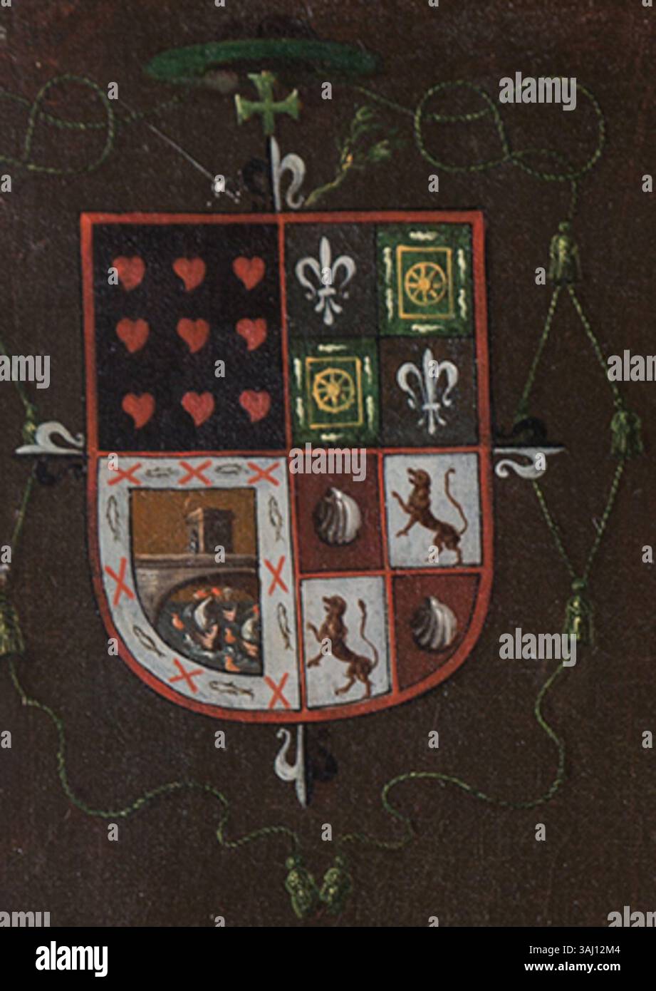This 17th-century oil on canvas painting depicts the coat of arms of ...