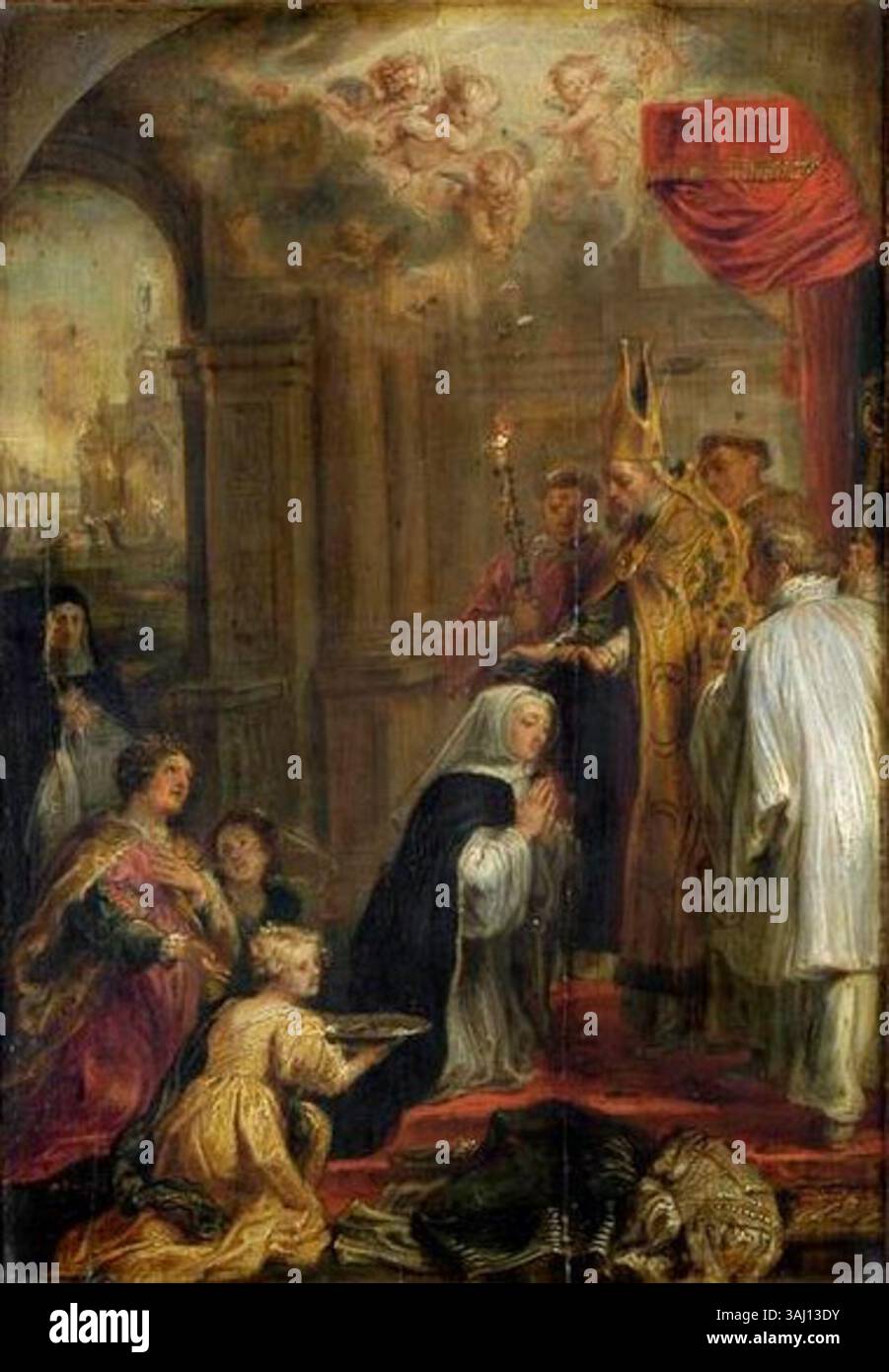 Painting by Abraham van Diepenbeeck depicting St. Gertrude's veil ...