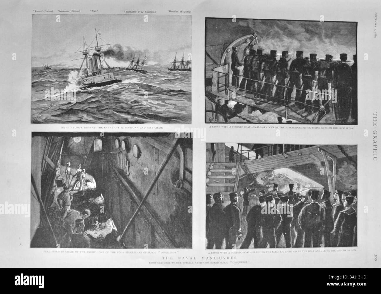 The 1889 illustration 'The Naval Manoeuvres' by Charles Joseph ...