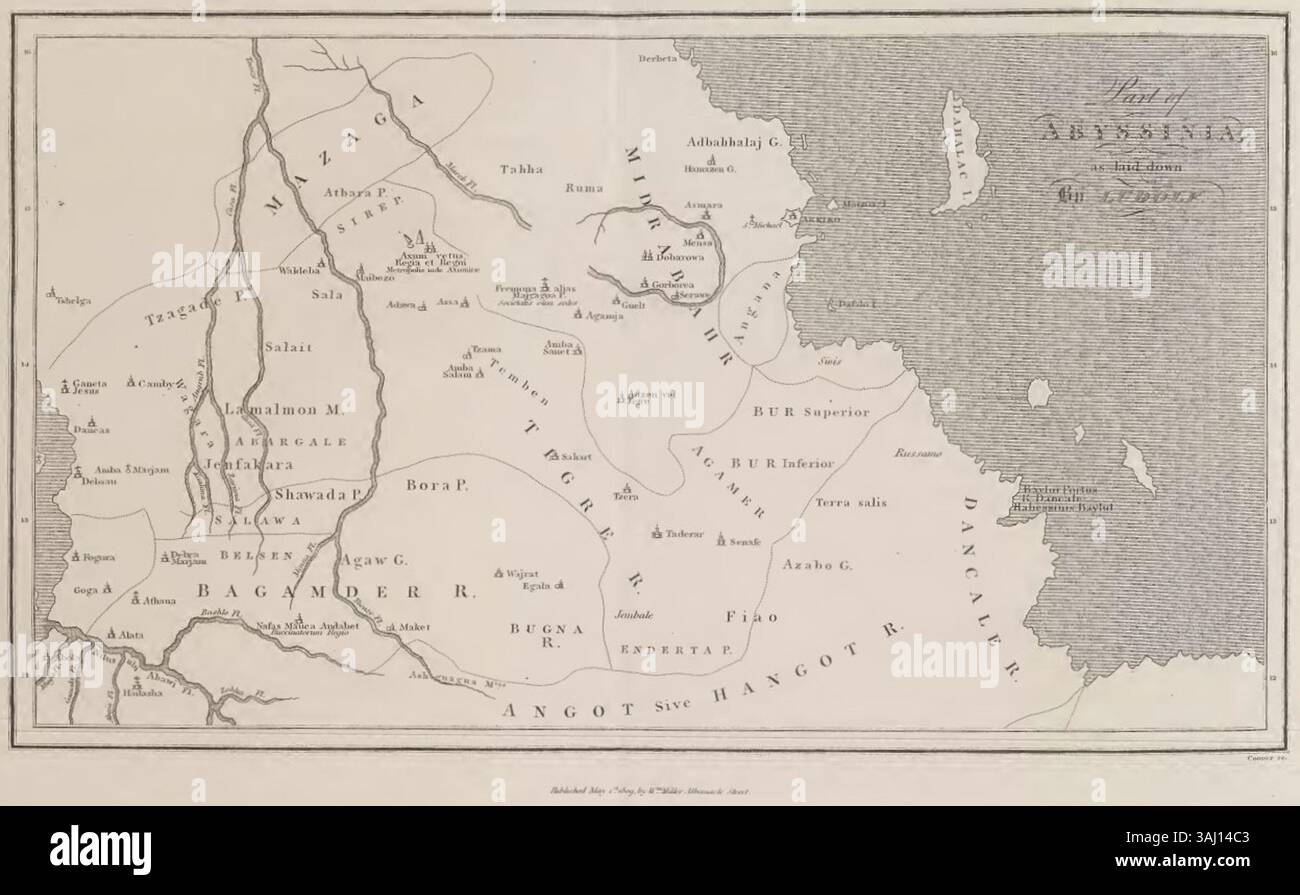 The image shows a map of Abyssinia (Ethiopia), as detailed by Ludolf, a ...