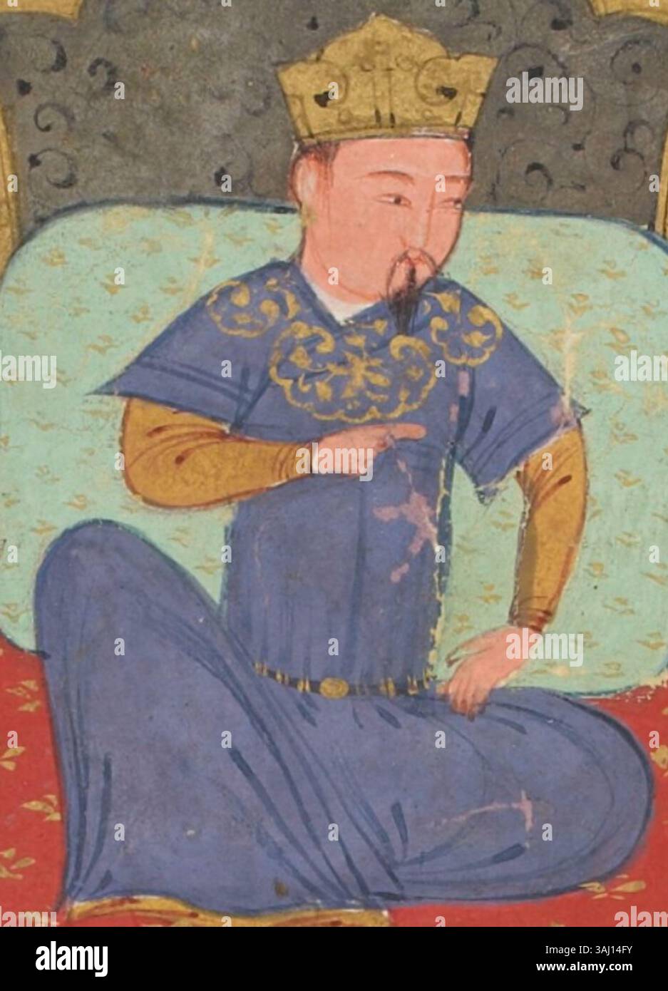 This illustration by Rashid al-Din depicts Batu Khan, the Mongol ruler ...