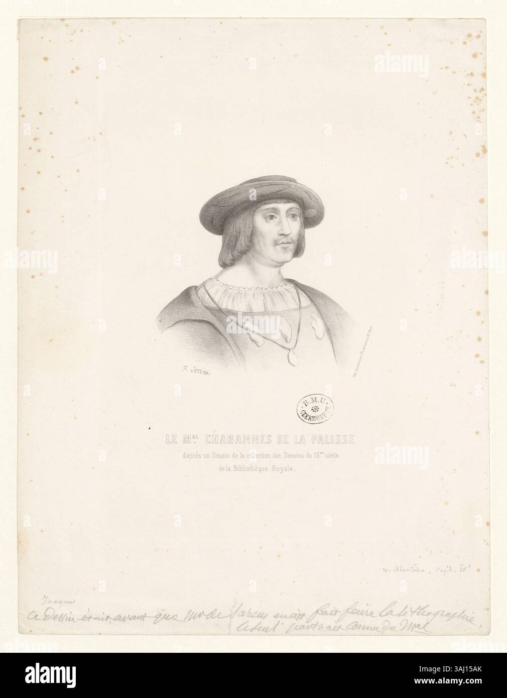 Lithograph of M. de Chabannes de La Palisse, based on a drawing from ...