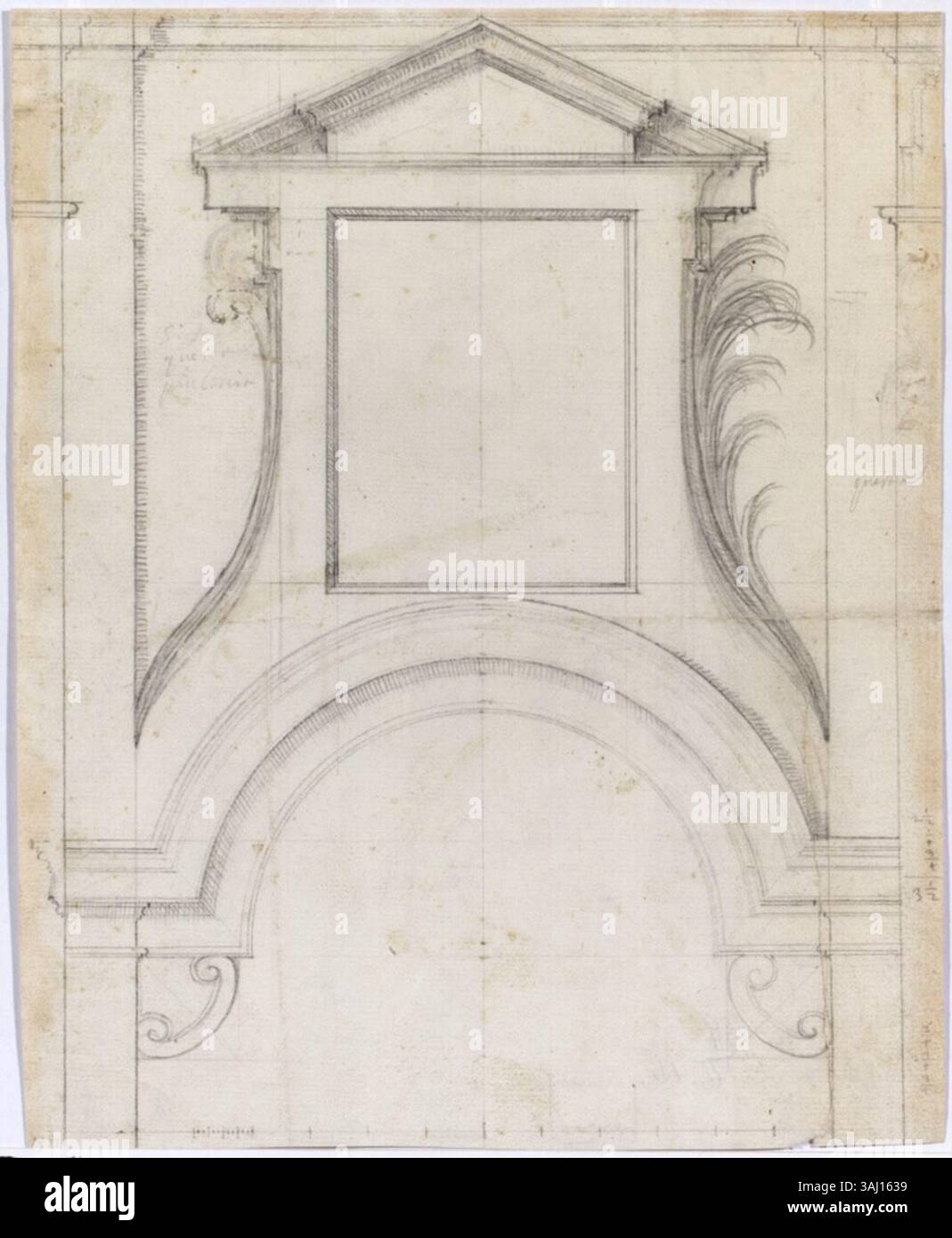 This drawing by Francesco Borromini of the arch with a pediment at San ...