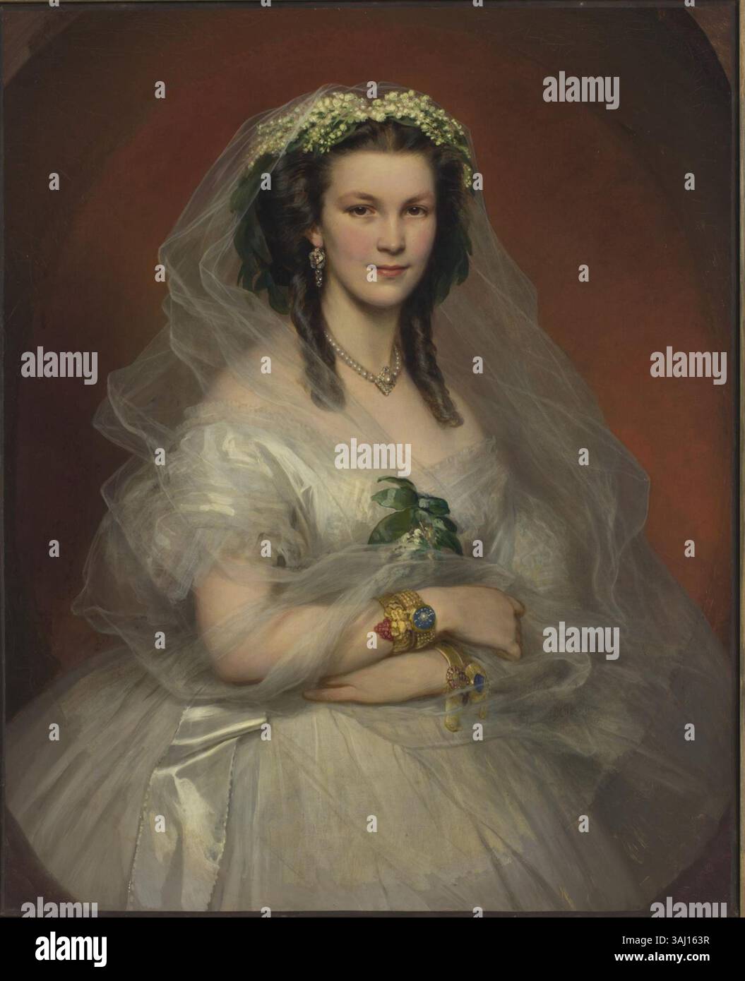 This anonymous 1850s portrait of a bride, painted around 1858-1859 ...