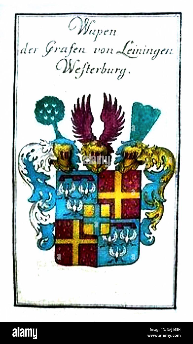 A heraldic depiction of the coat of arms of the Counts of Leiningen ...