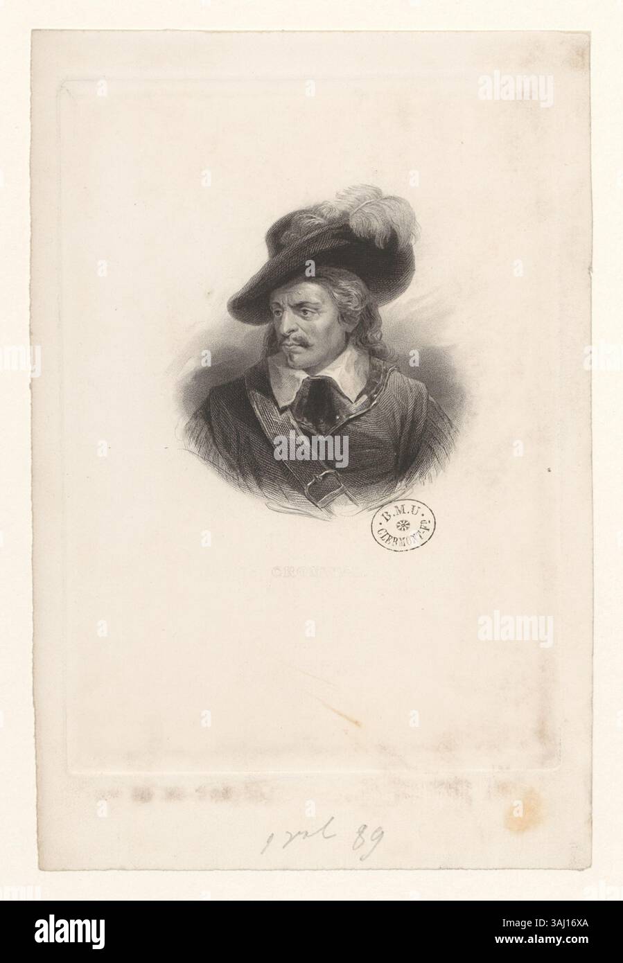 This intaglio print from the Boyer collection depicts Oliver Cromwell ...