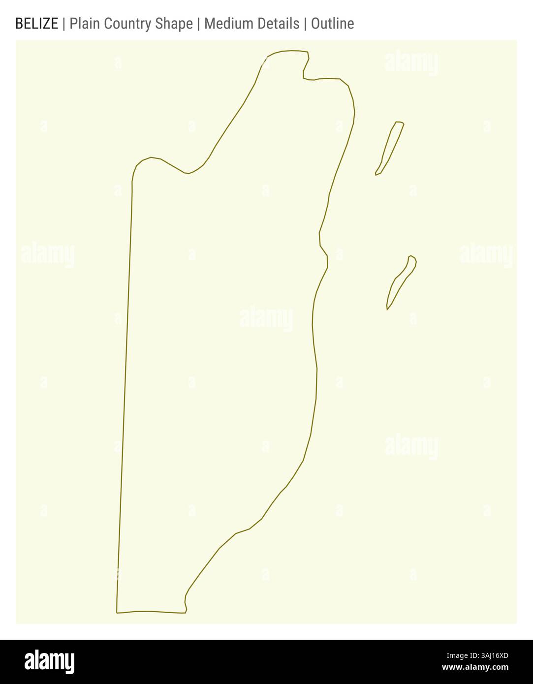 Belize plain country map. Medium details. Outline style. Shape of ...