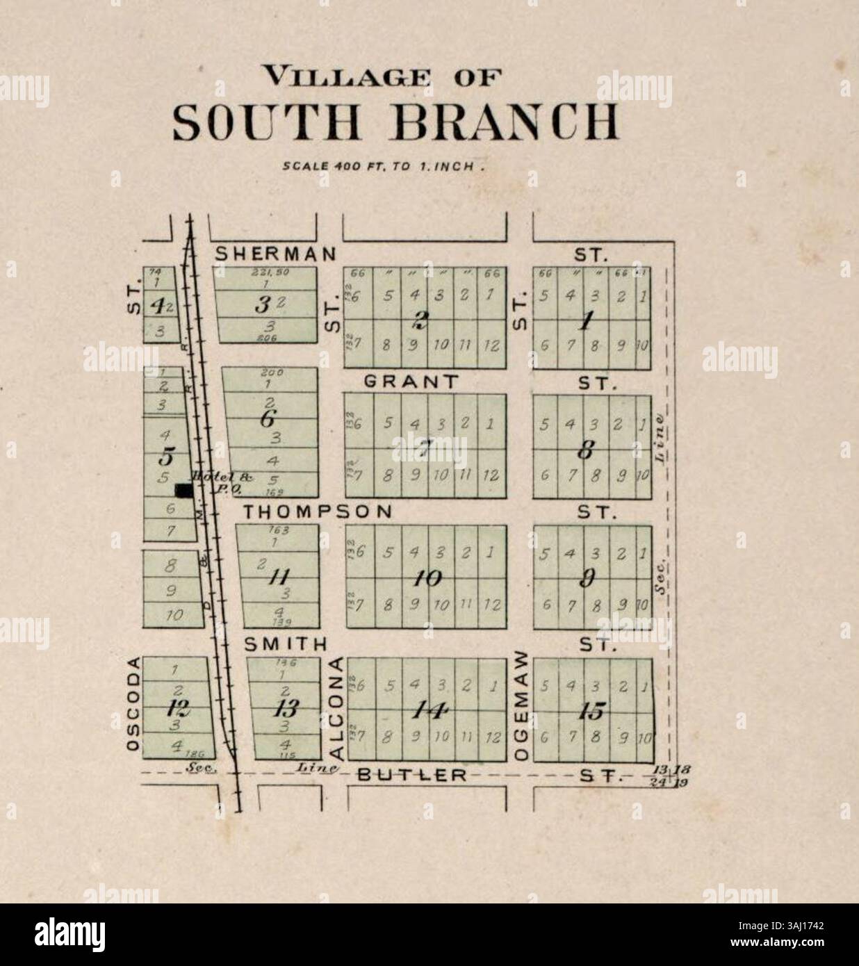 Plat map from 1903 showing South Branch, Michigan, as part of the ...