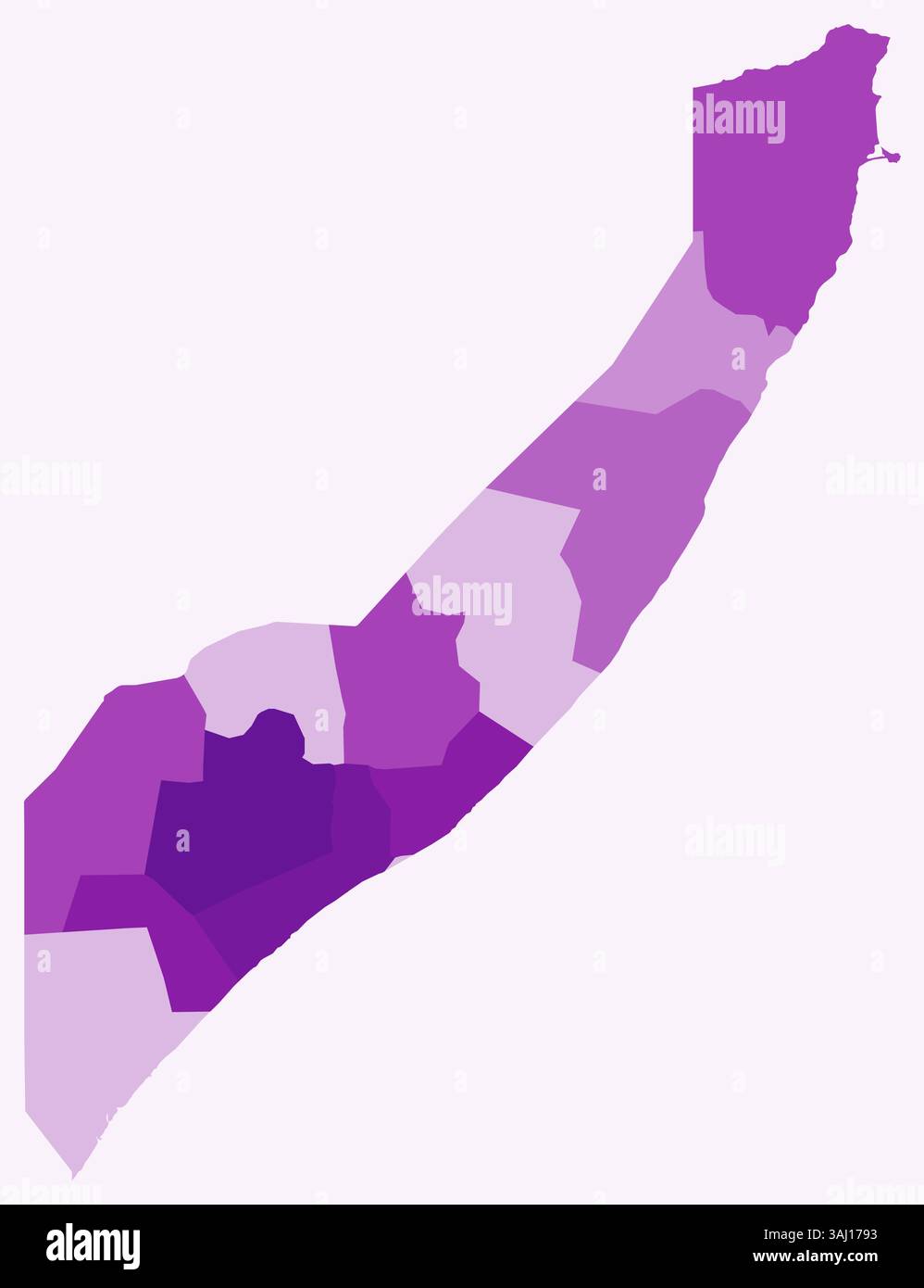 Map of Somalia with regions. Just a simple country border map with ...
