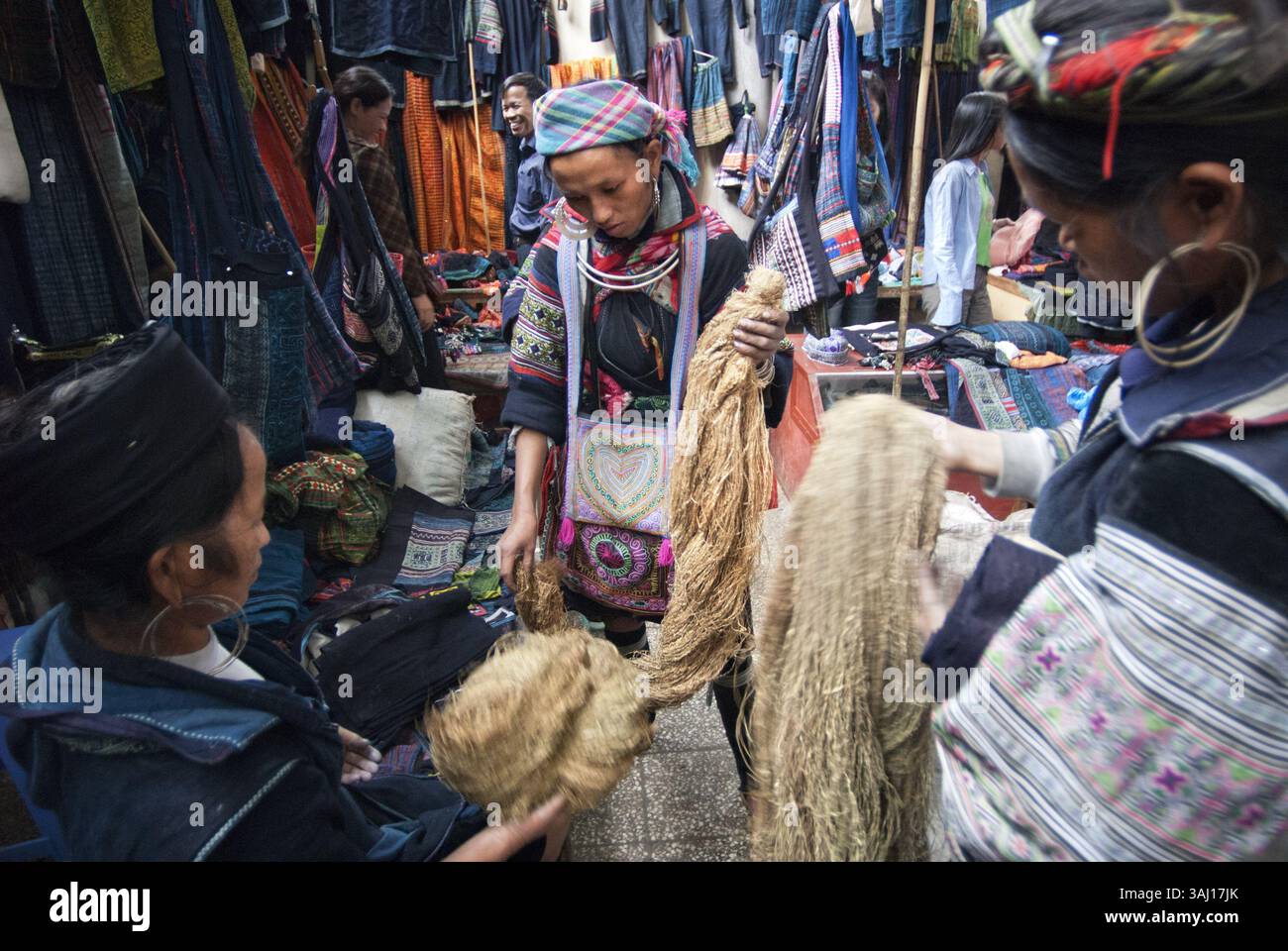 July 28, 2007 - Vietnam - Black hmong women make and sell tribal ...