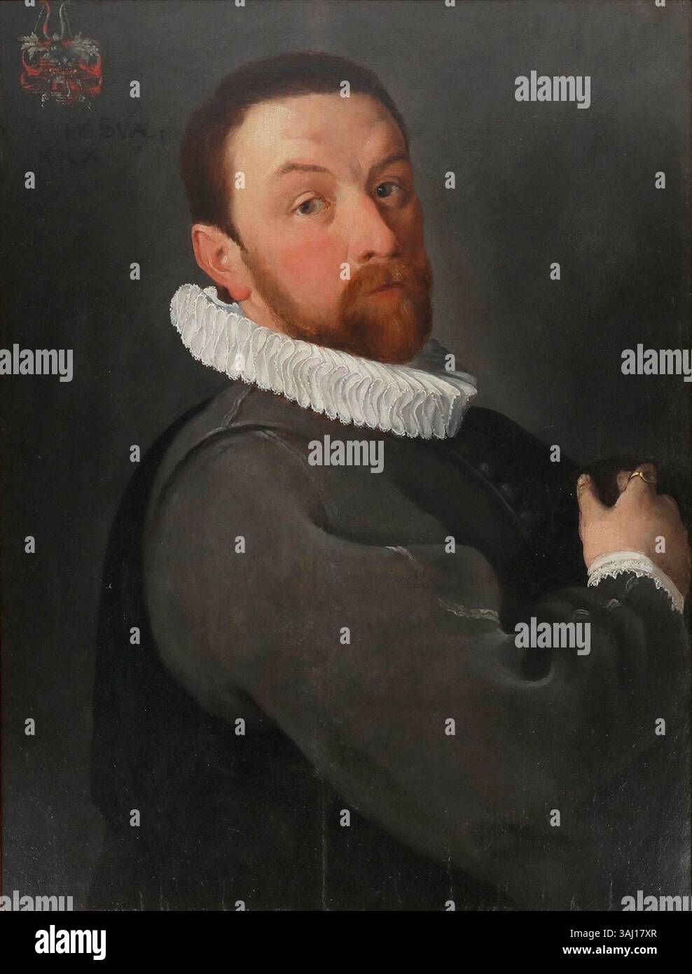This 17th-century oil on panel portrait, attributed to Peter Paul Rubens, features a man wearing ...