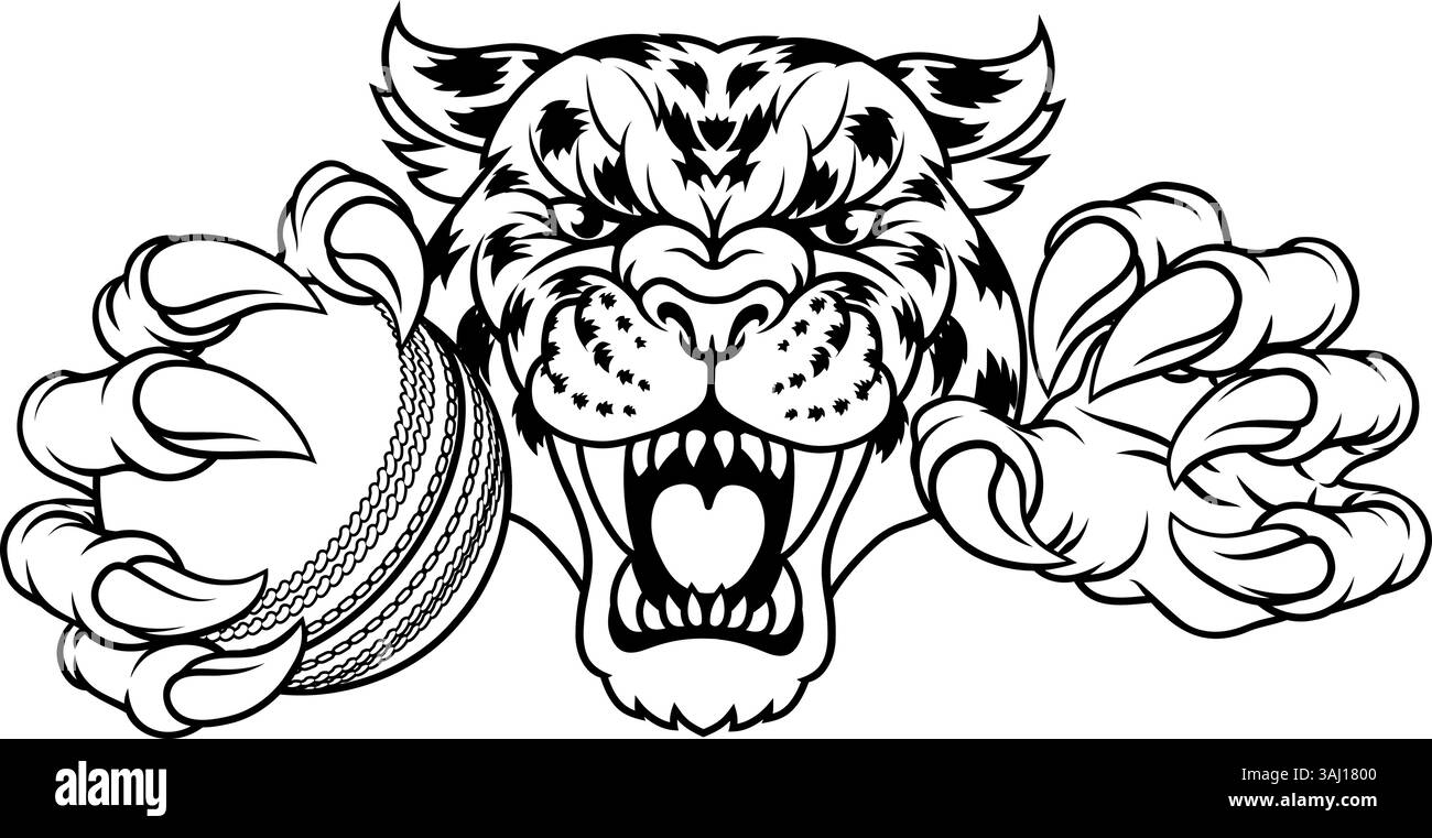 Jaguar Leopard Cheetah Panther Cricket Mascot Stock Vector Image & Art ...