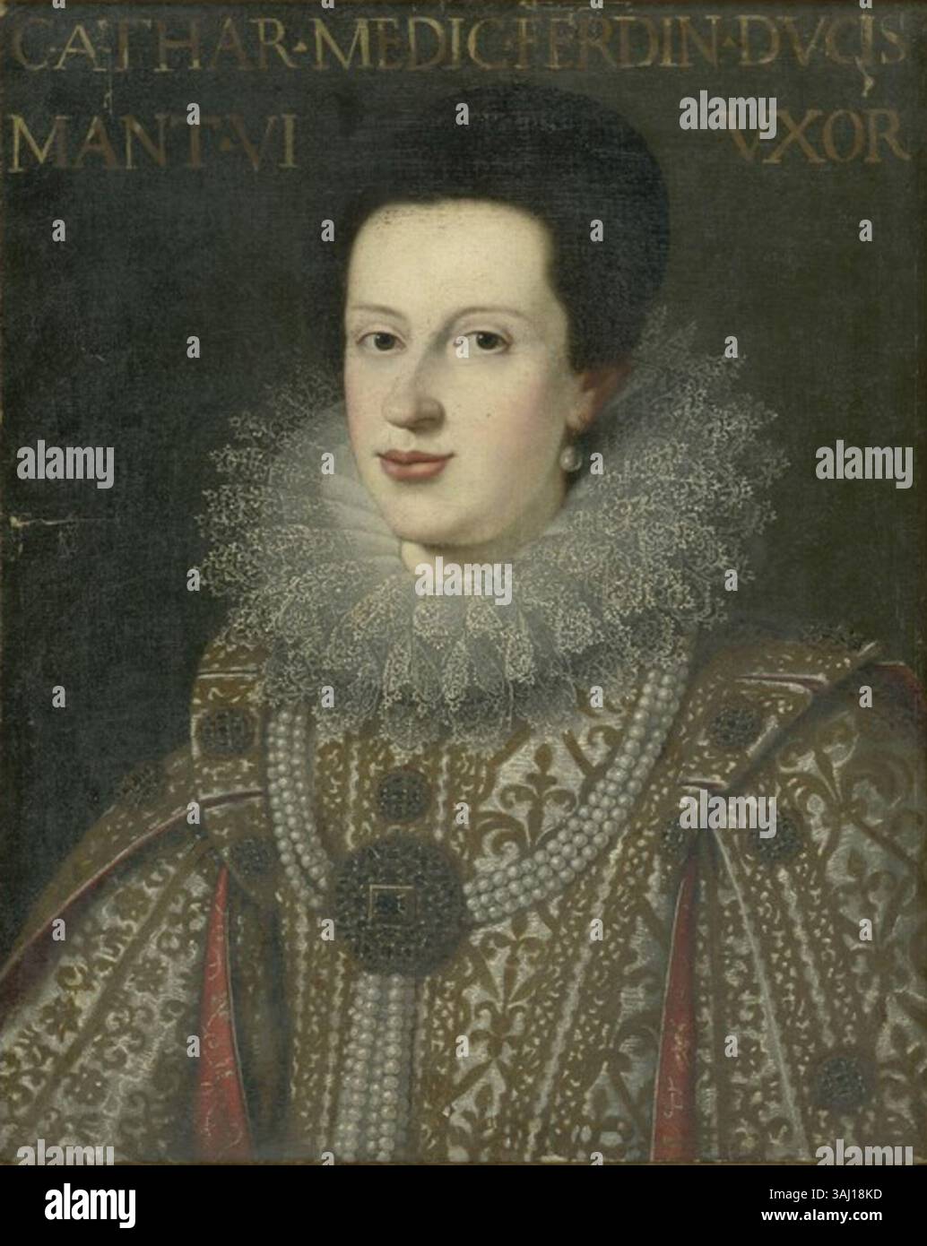 This 17th-century oil painting depicts Caterina de Medici, Duchess of ...