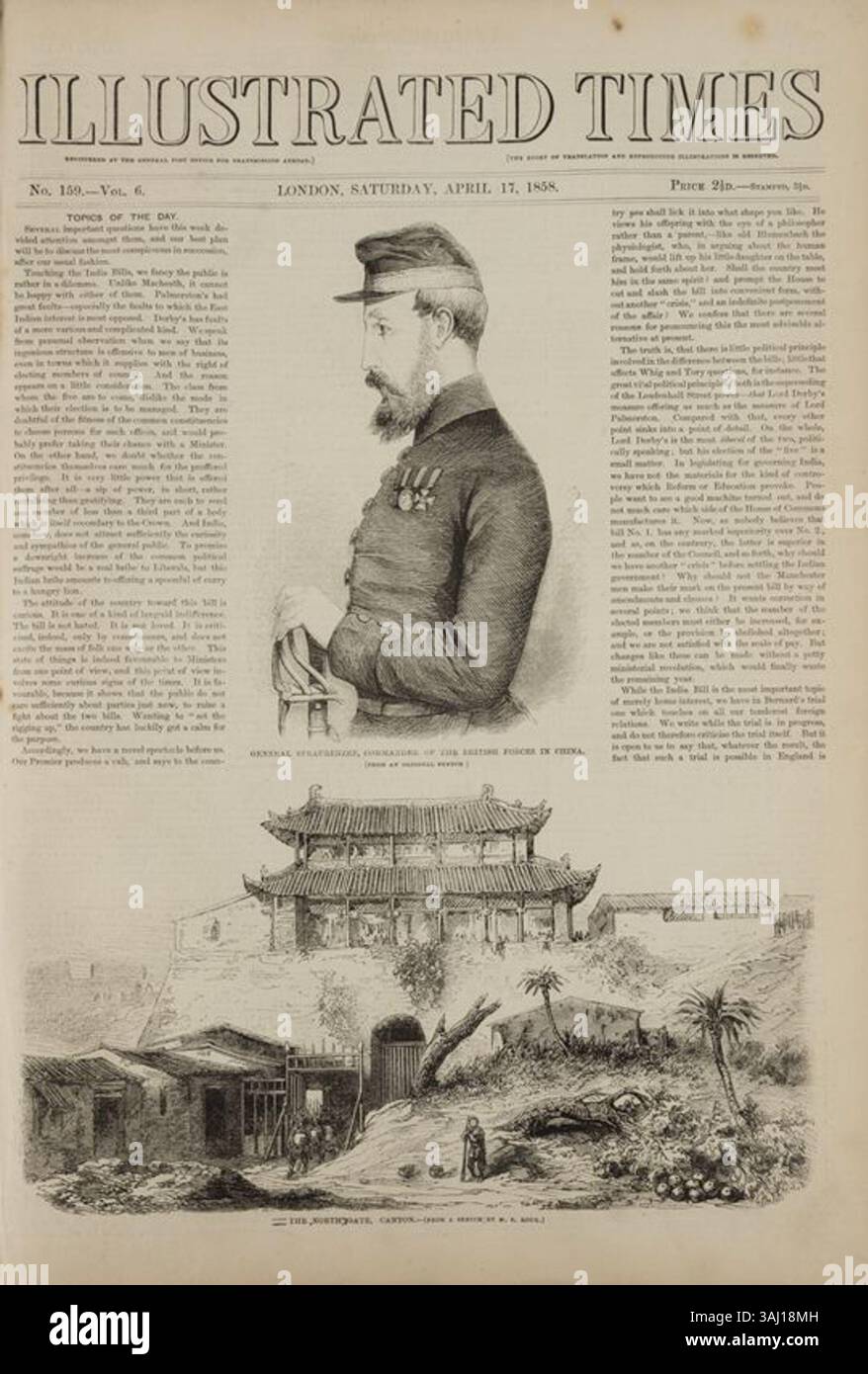 The front page of The Illustrated Times from April 17, 1858, features ...