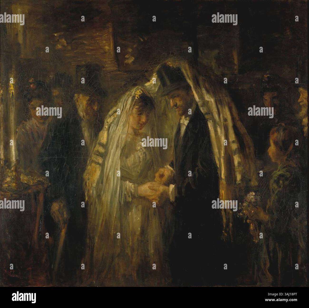 A painting by Jozef Israëls, titled 'Joodse bruiloft' (Jewish Wedding ...