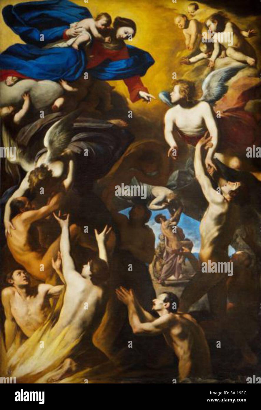 A Baroque painting by Massimo Stanzione, 'Madonna delle anime purganti ...