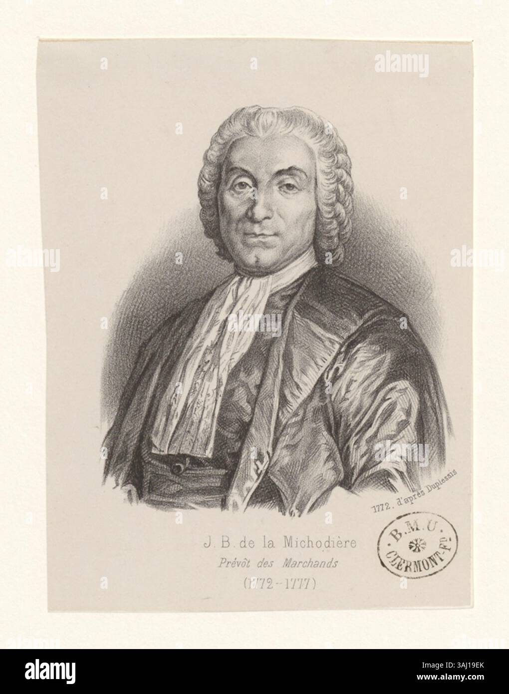 Lithograph of Jean-Baptiste de La Michodière, Prévôt des Marchands from ...