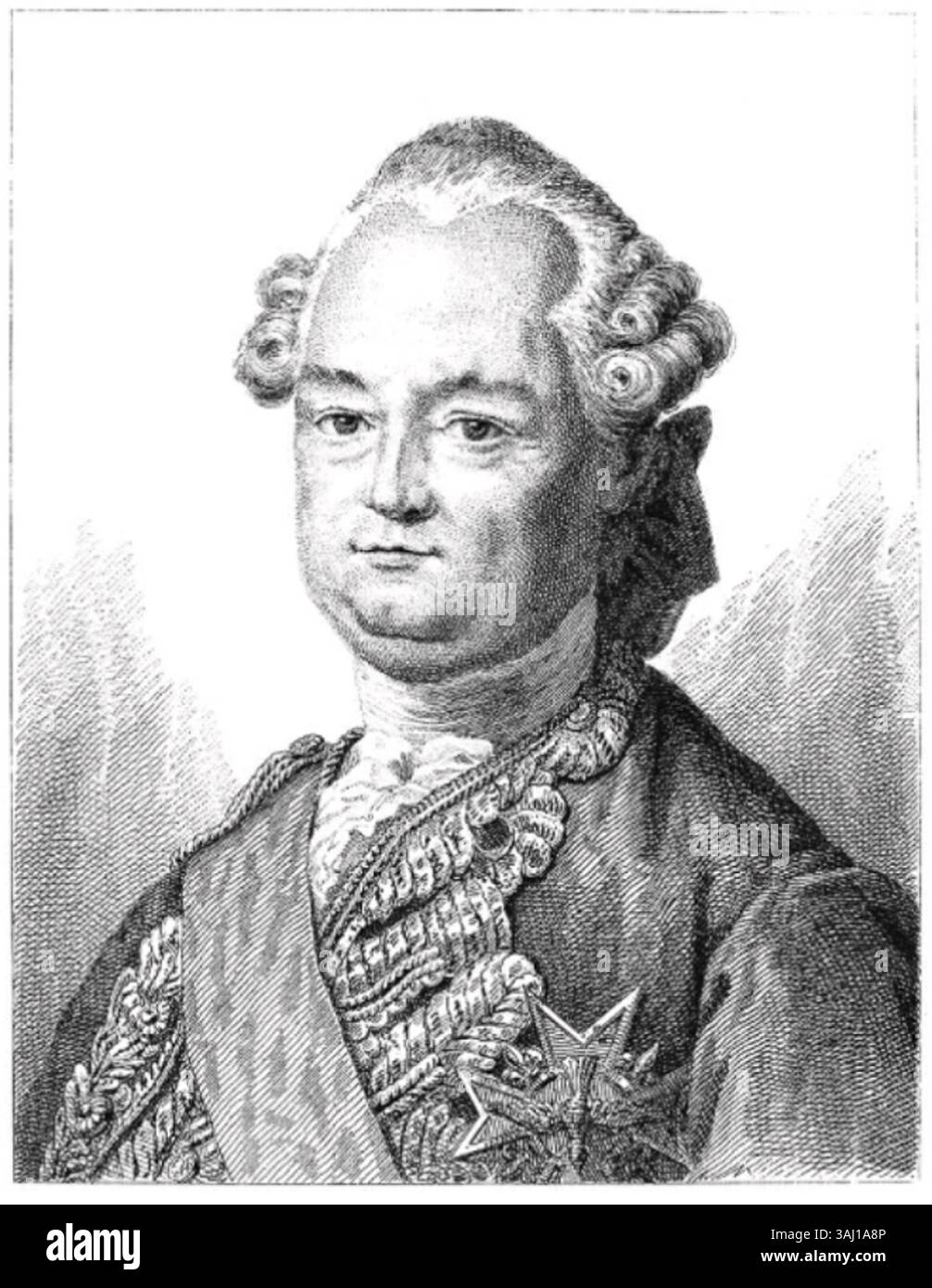 This engraving, based on an 18th-century painting, portrays Louis de ...