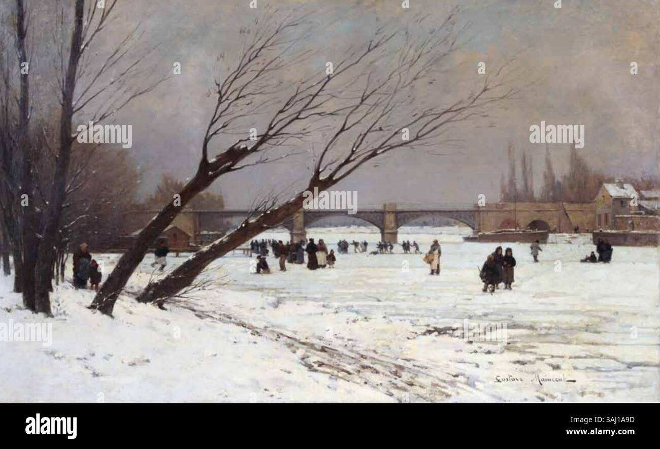 Gustave Maincent’s 1895 painting, 'La Seine est prise Chatou,' portrays ...