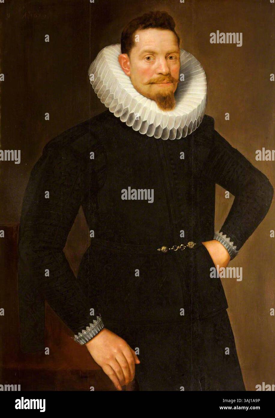 Portrait of an unknown Flemish man, painted in 1619 in the style of ...