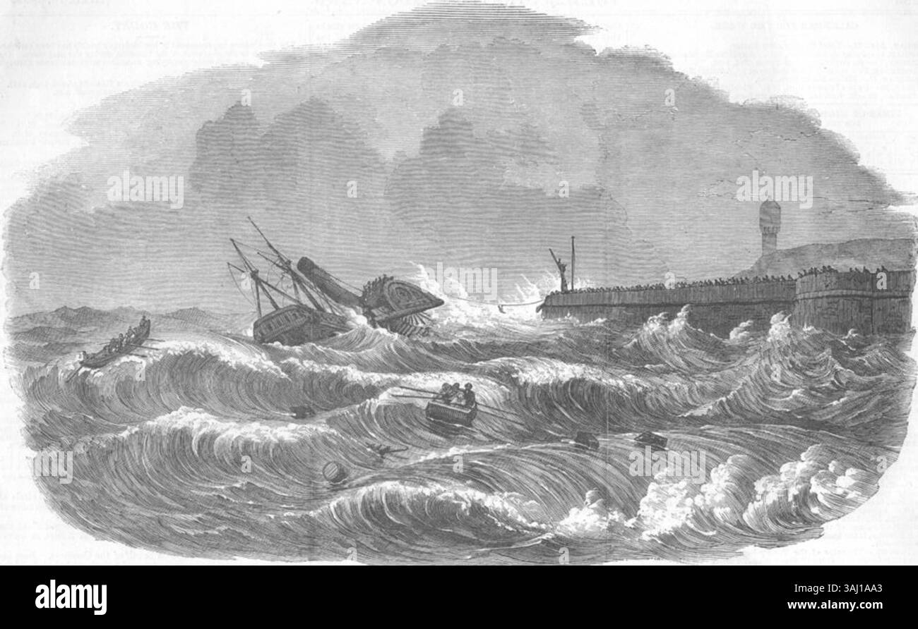 The engraving illustrates the sinking of the steamship 'Duke of ...