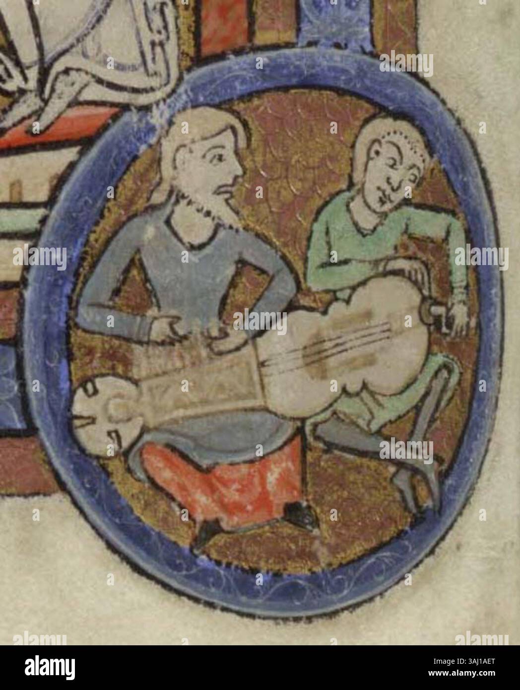 A detail from the manuscript MS Hunter 229, folio 21V, shows musicians ...