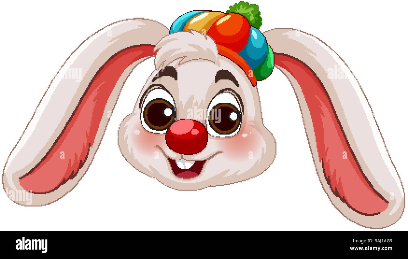 A vibrant vector illustration of a smiling bunny wearing a colorful ...